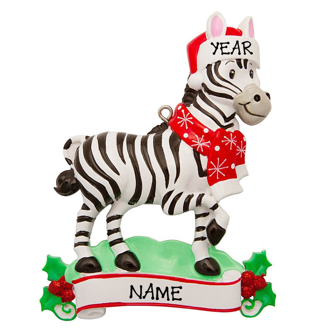 Personalized Zebra Christmas Tree Ornament Present Gift Zoo Animals ...