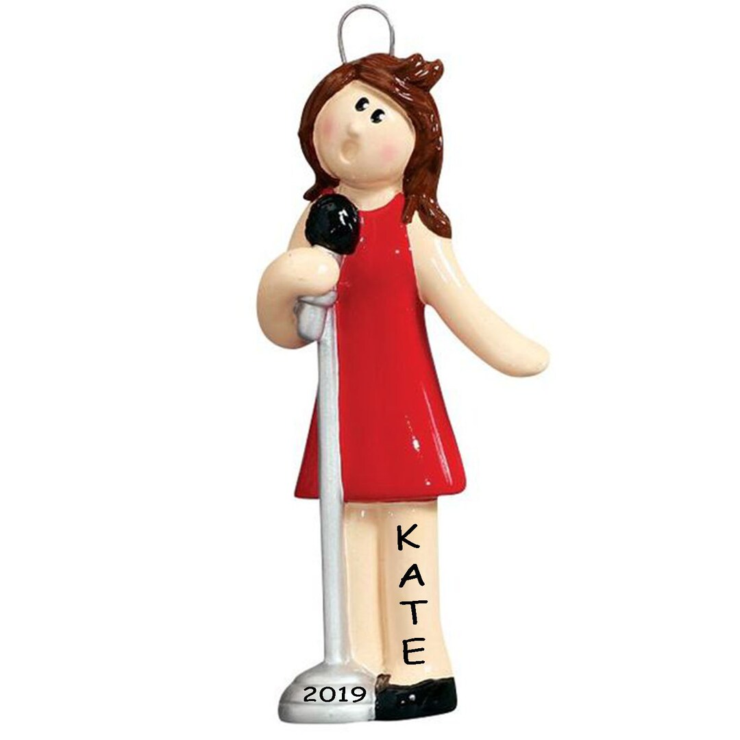 Singer Ornament for Girls - Red Dress Singing Girl Custom Writing ...