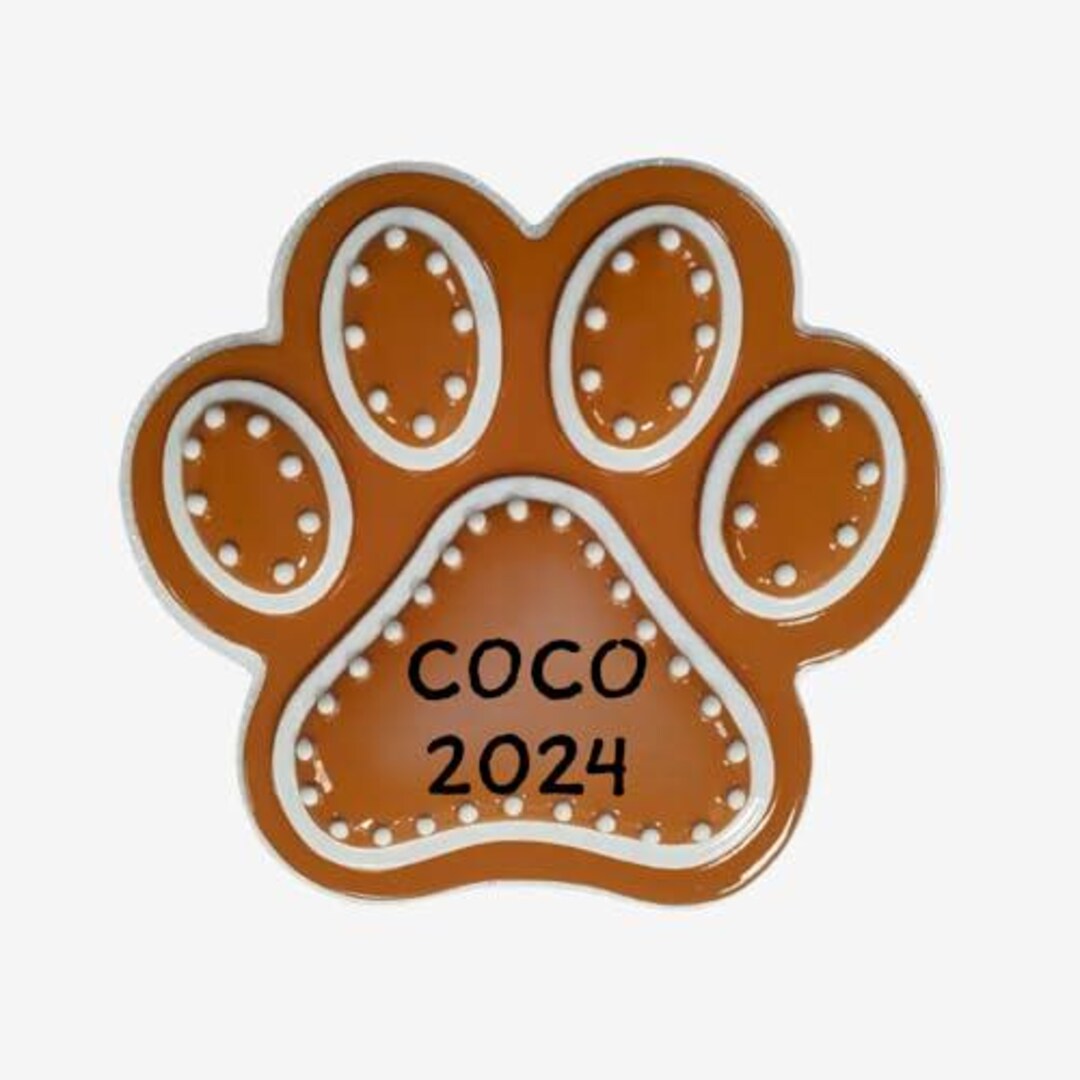 Personalized Ornament Gingerbread Paw Print - Etsy