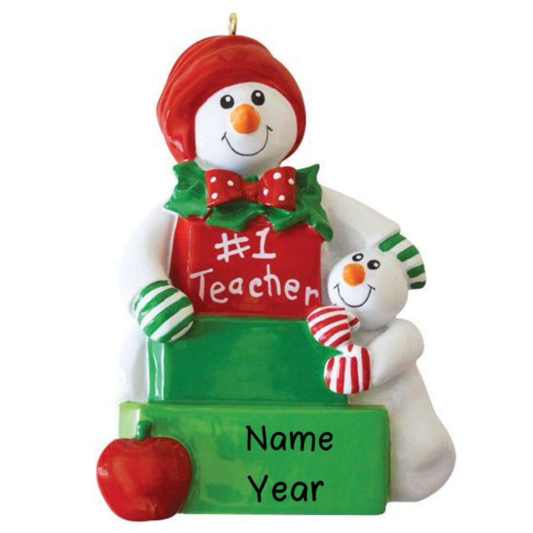 Personalized Snowman Teacher Christmas Ornament | Custom Writing ...
