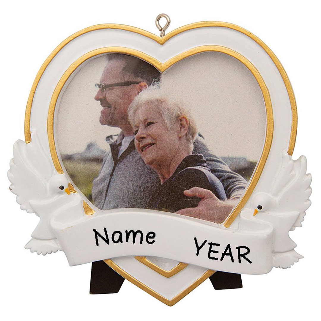 Memorial Heart Photo Frame Personalized Christmas Tree Ornament ...