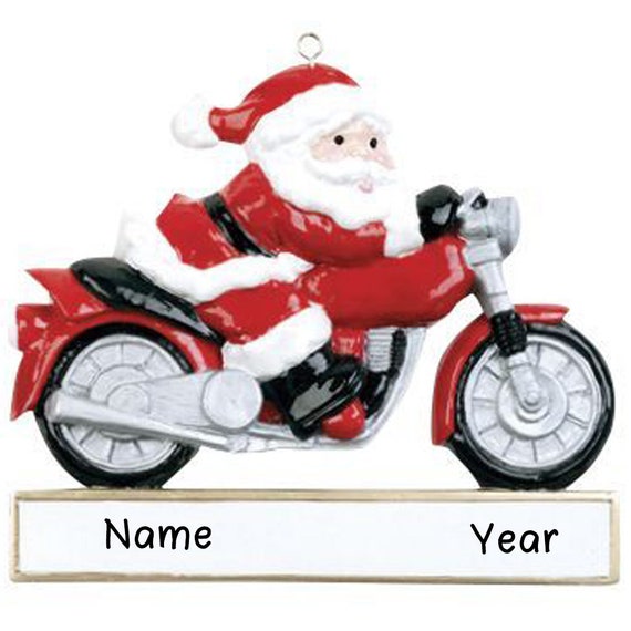Personalized Santa Motorcycle Christmas Tree Ornament Present - Etsy