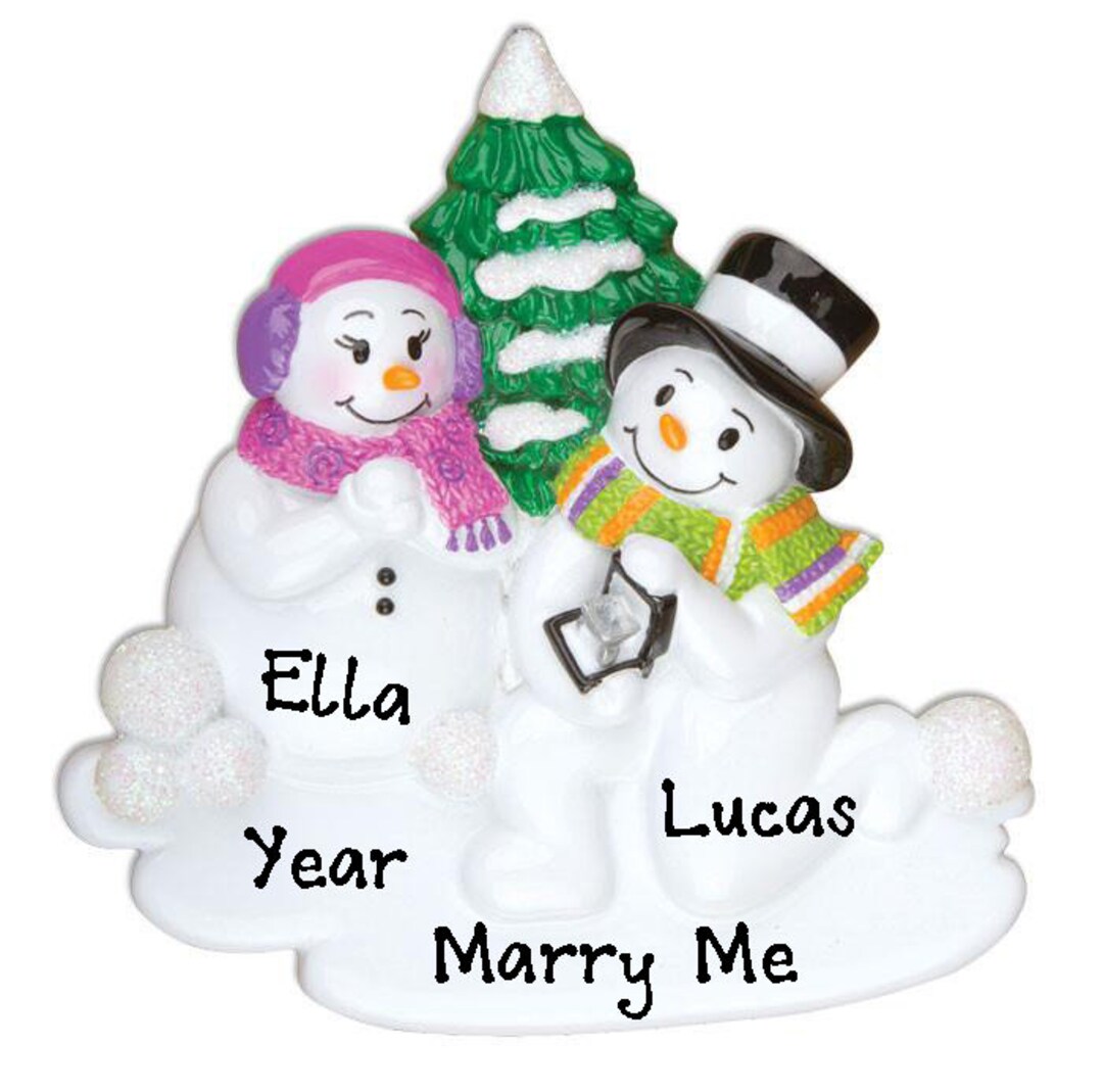 Personalized Snowman Couple Engaged Christmas Ornament 2020 - Etsy