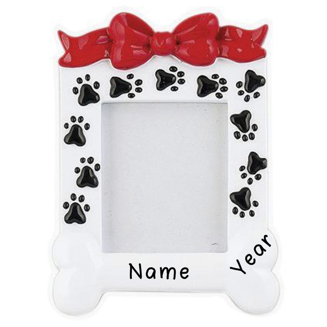 Dog Bone Frame Personalized Christmas Tree Ornament | Custom Writing ...