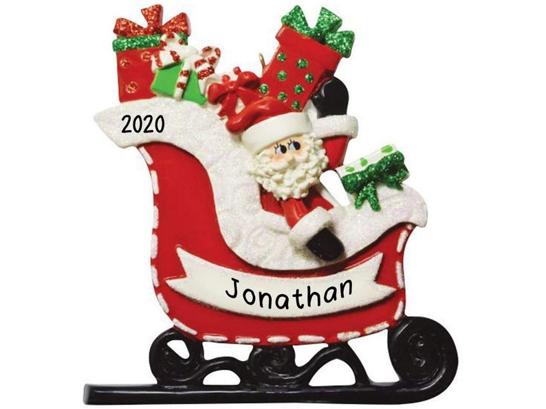 SANTA'S GIFT SLEIGH Personalized Christmas Tree Ornament - Etsy