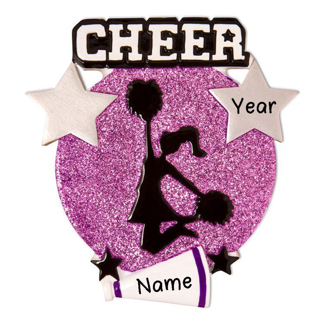 Jumping Cheerleader Silhouette Personalized Christmas Tree Ornament ...