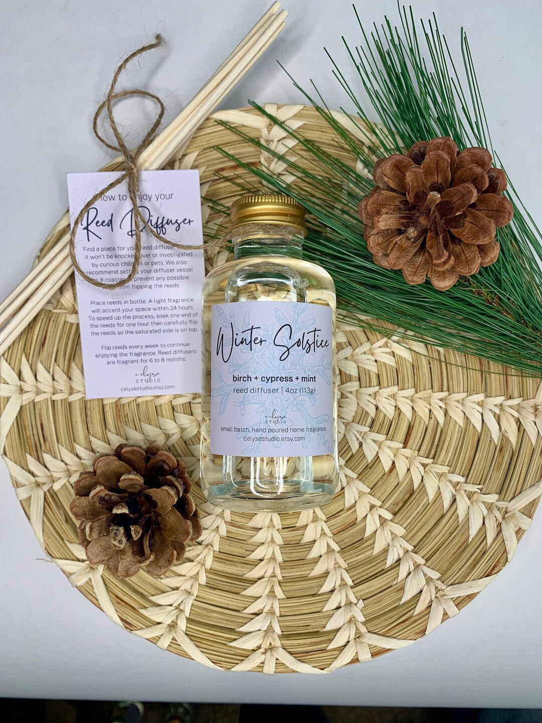 Reed Diffuser - Birch, Cypress & Mint - Natural Home Fragrance - Winter Solstice - Etsy