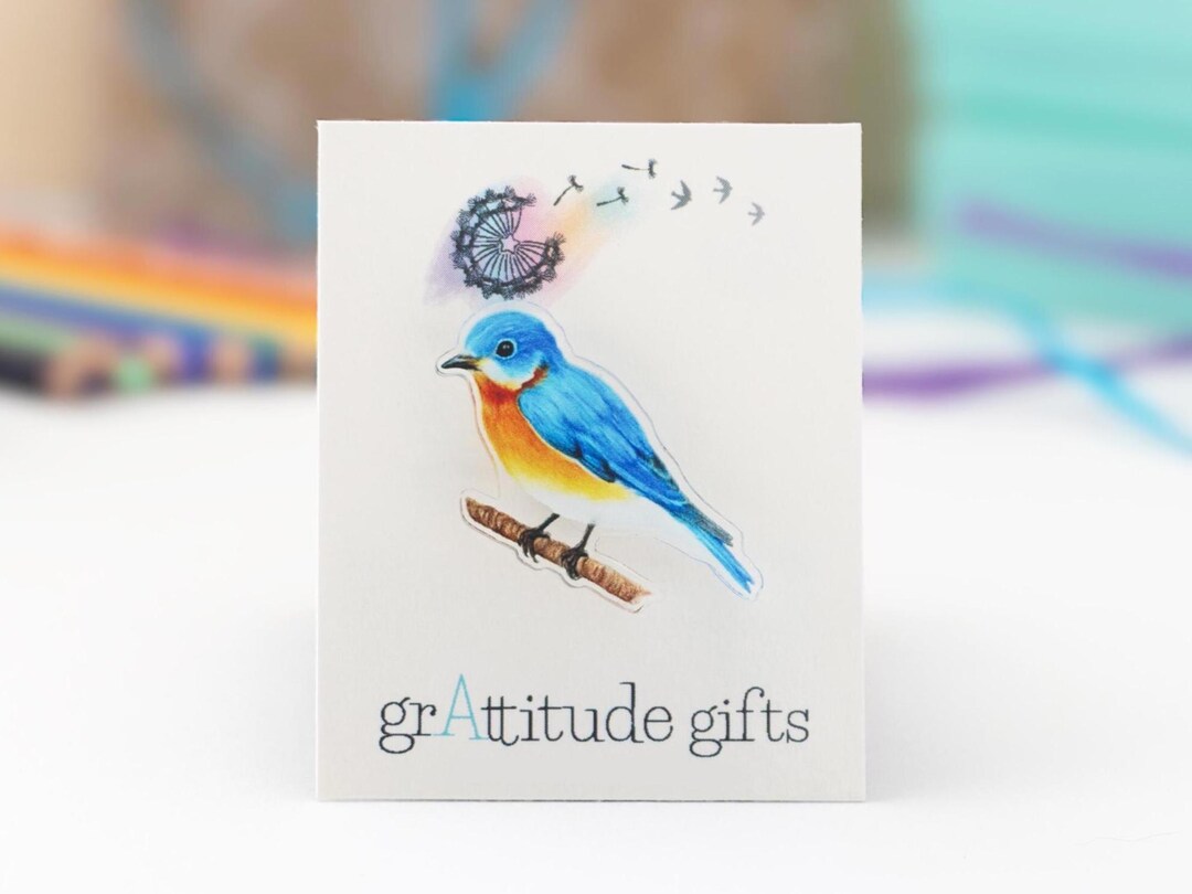 Bluebird of Happiness Pin | Eastern Bluebird Art | Acrylic Lapel Pin ...
