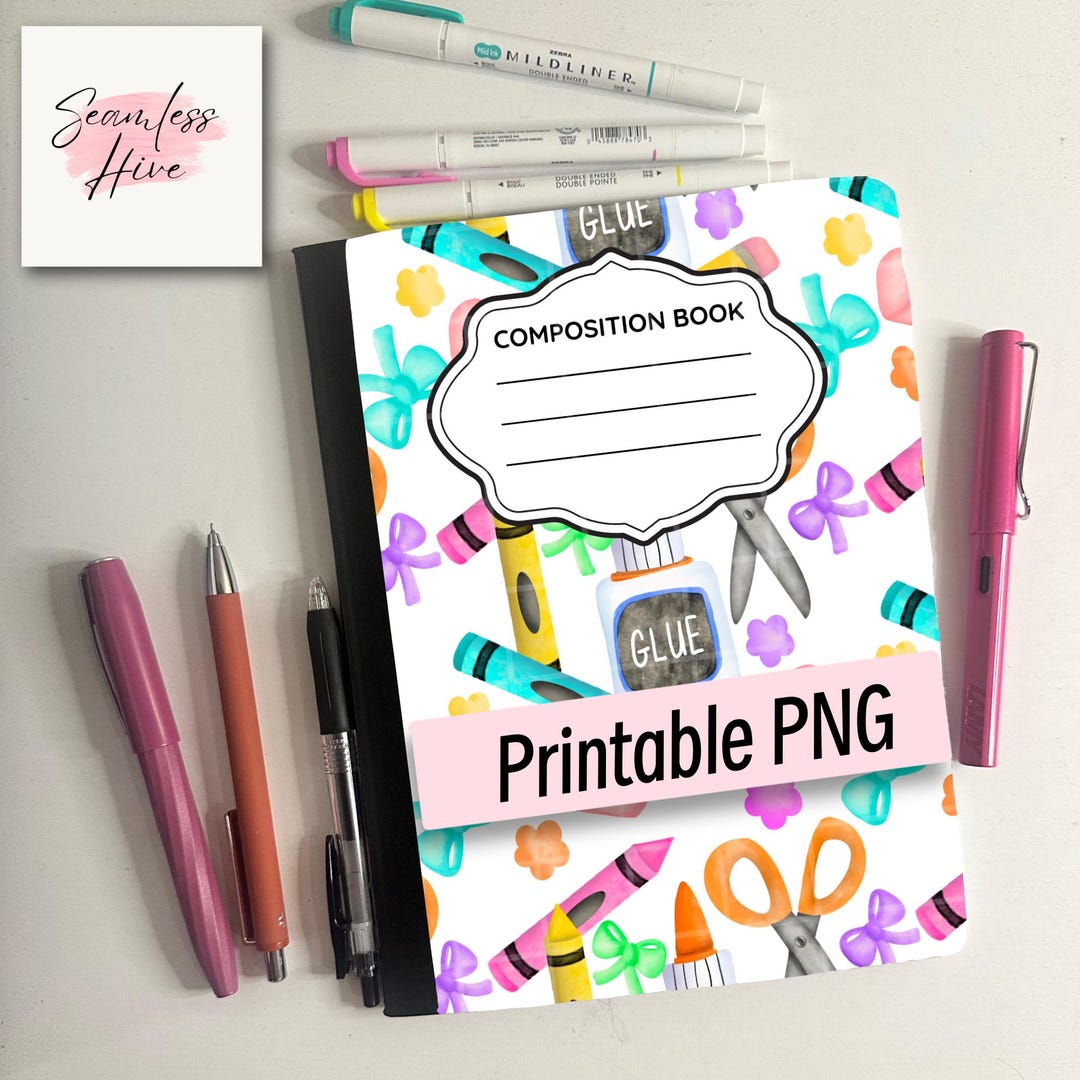 Composition Notebook Cover PNG Digital Download Printable Back to ...