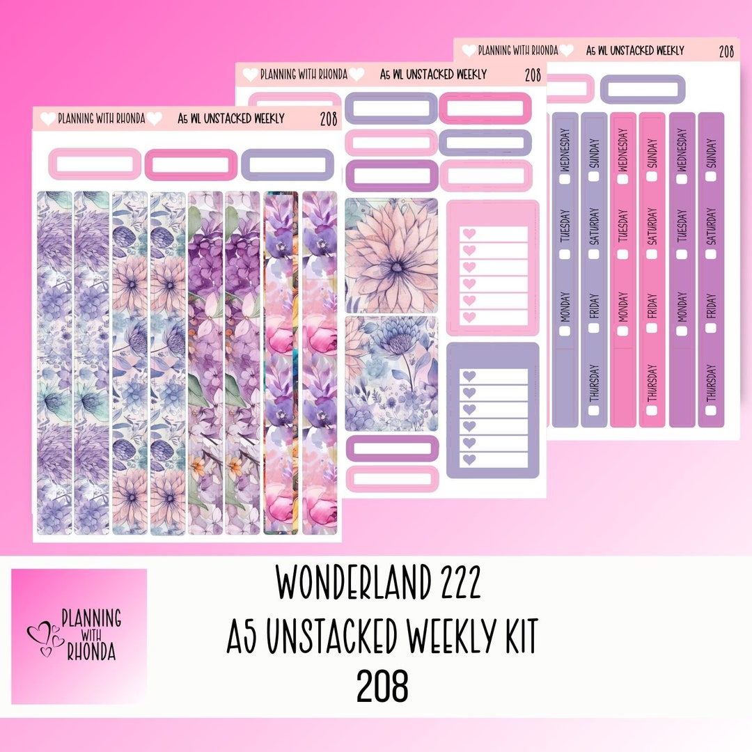 208 Weekly A5 Planner Stickers, Wonderland222, A5 Weekly Kit, A5 ...