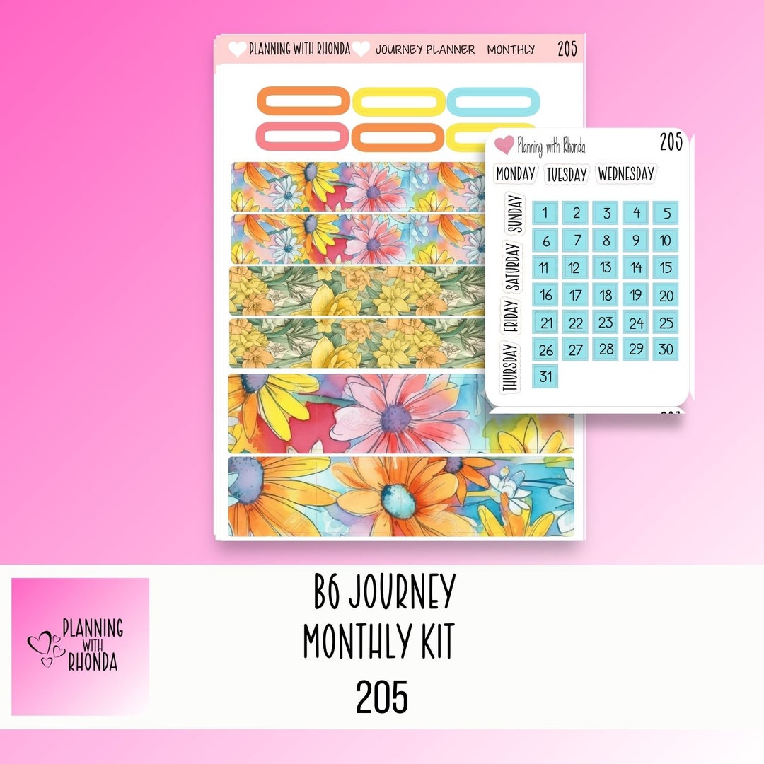 205 Monthly B6 Journey Planner Stickers, Journey Planner, B6, Monthly ...
