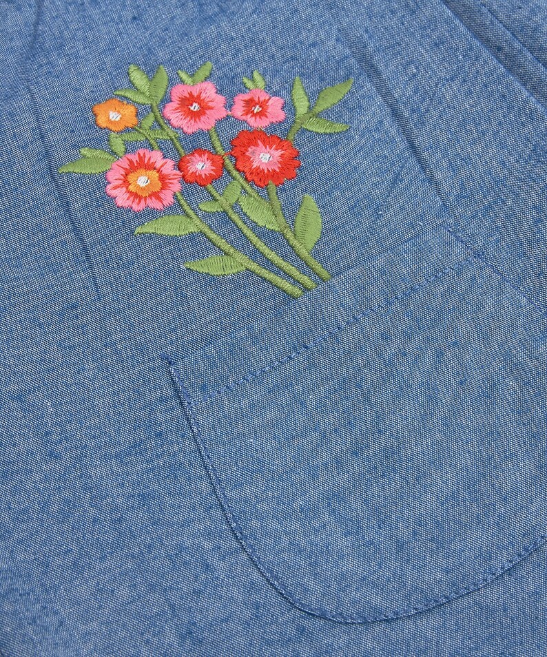 Floral Embroidered Denim Overalls - Etsy
