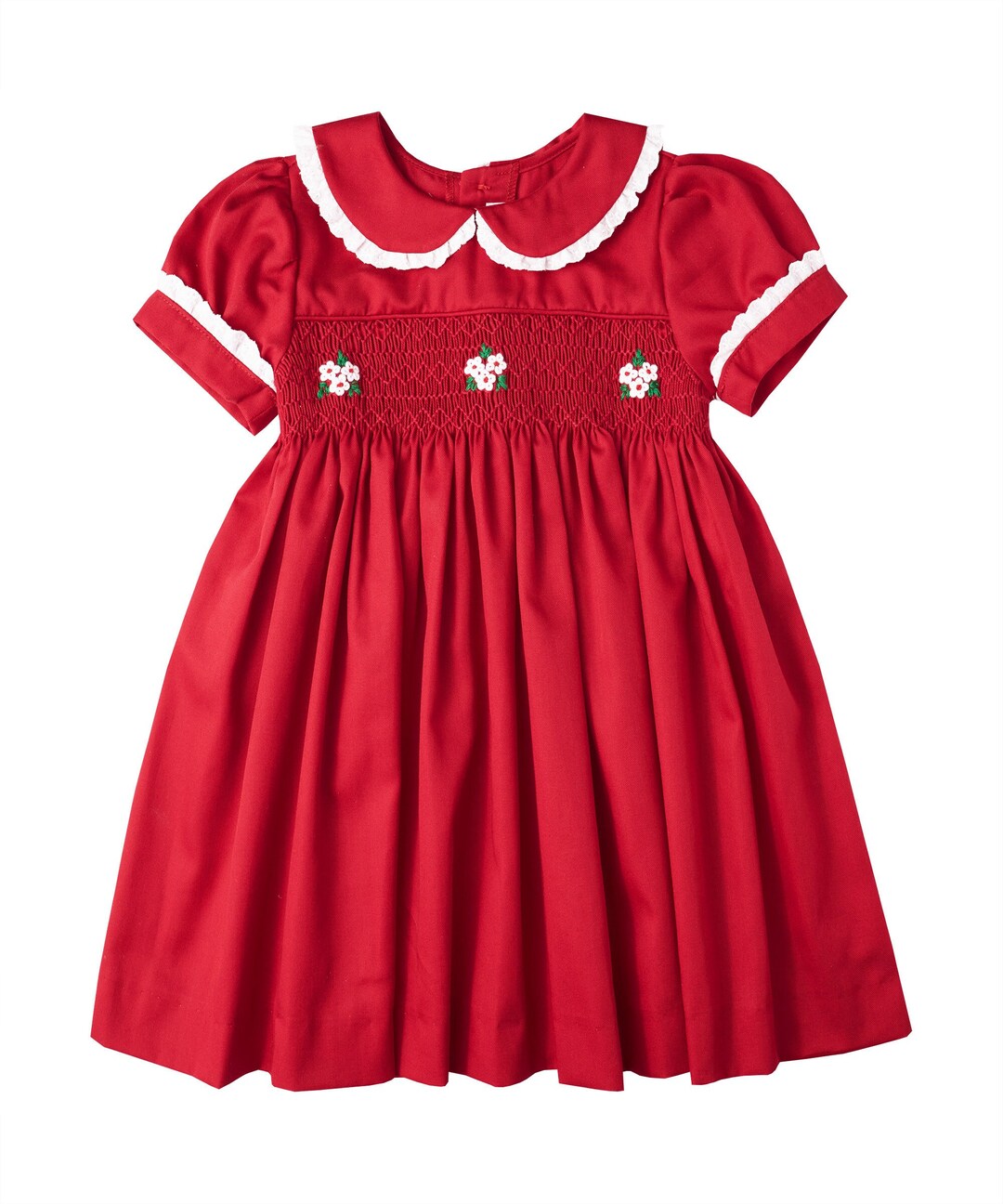Red Smocked Peter Pan Collar Dress - Etsy