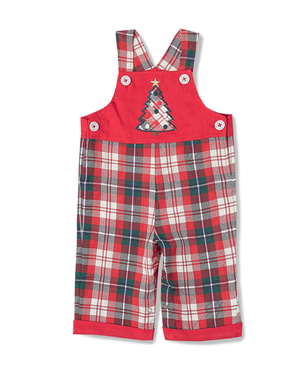 Red Plaid Christmas Tree Overalls - Etsy