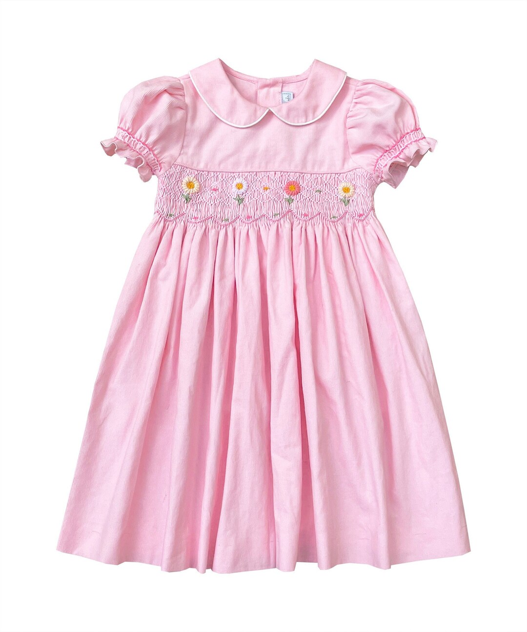 Pink & Multi Color Daisy Smocked Corduroy Dress - Etsy