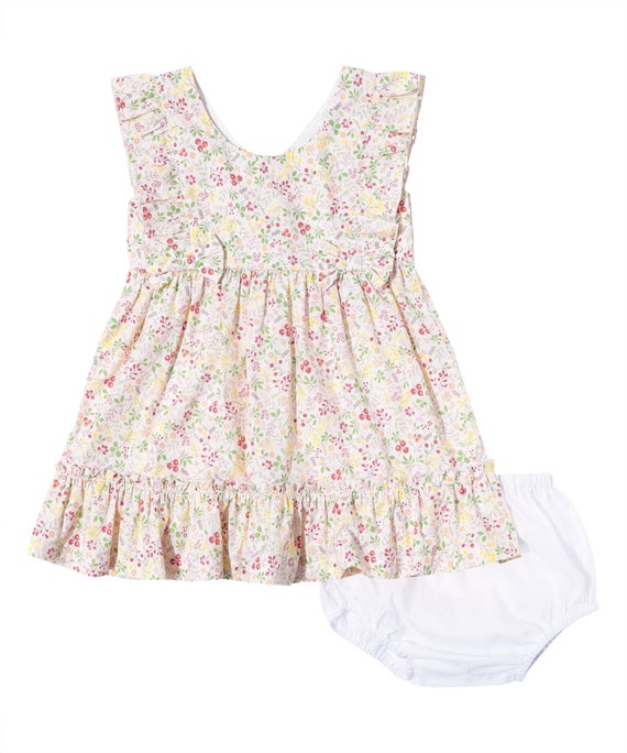 Bow Tie Ruffle Floral Dress & Diaper Cover - Etsy