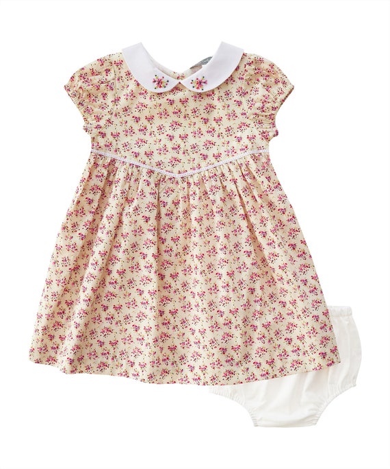 Embroidered Floral Print Dress & Diaper Cover | Etsy