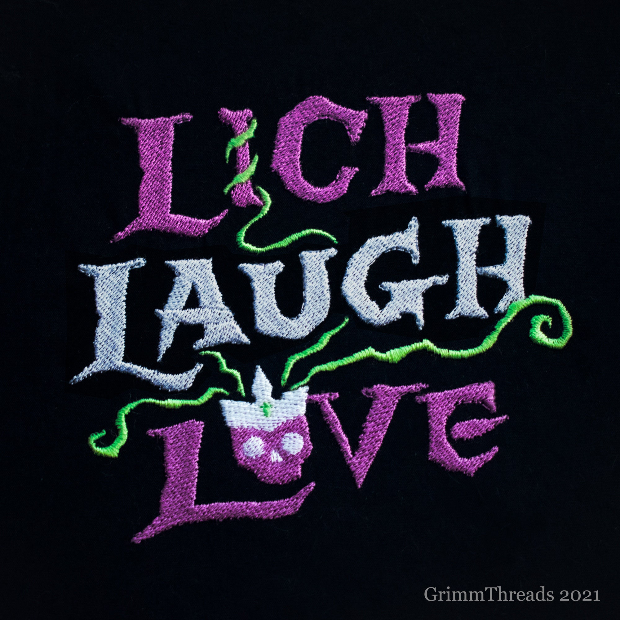 Lich Laugh Love - Machine Embroidery File Design. 5 X 7 Inch Hoop - Etsy