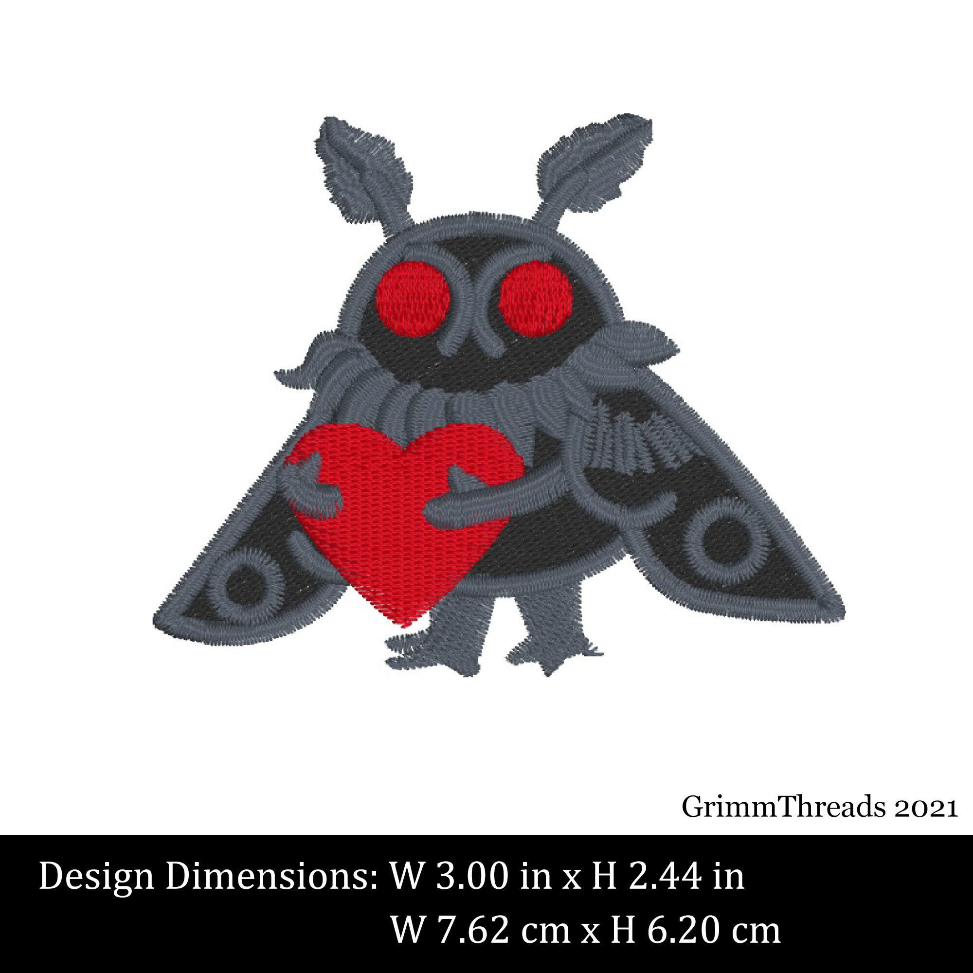 Tiny Mothman Loves You- Machine Embroidery File Design. 4 X 4 Inch Hoop ...