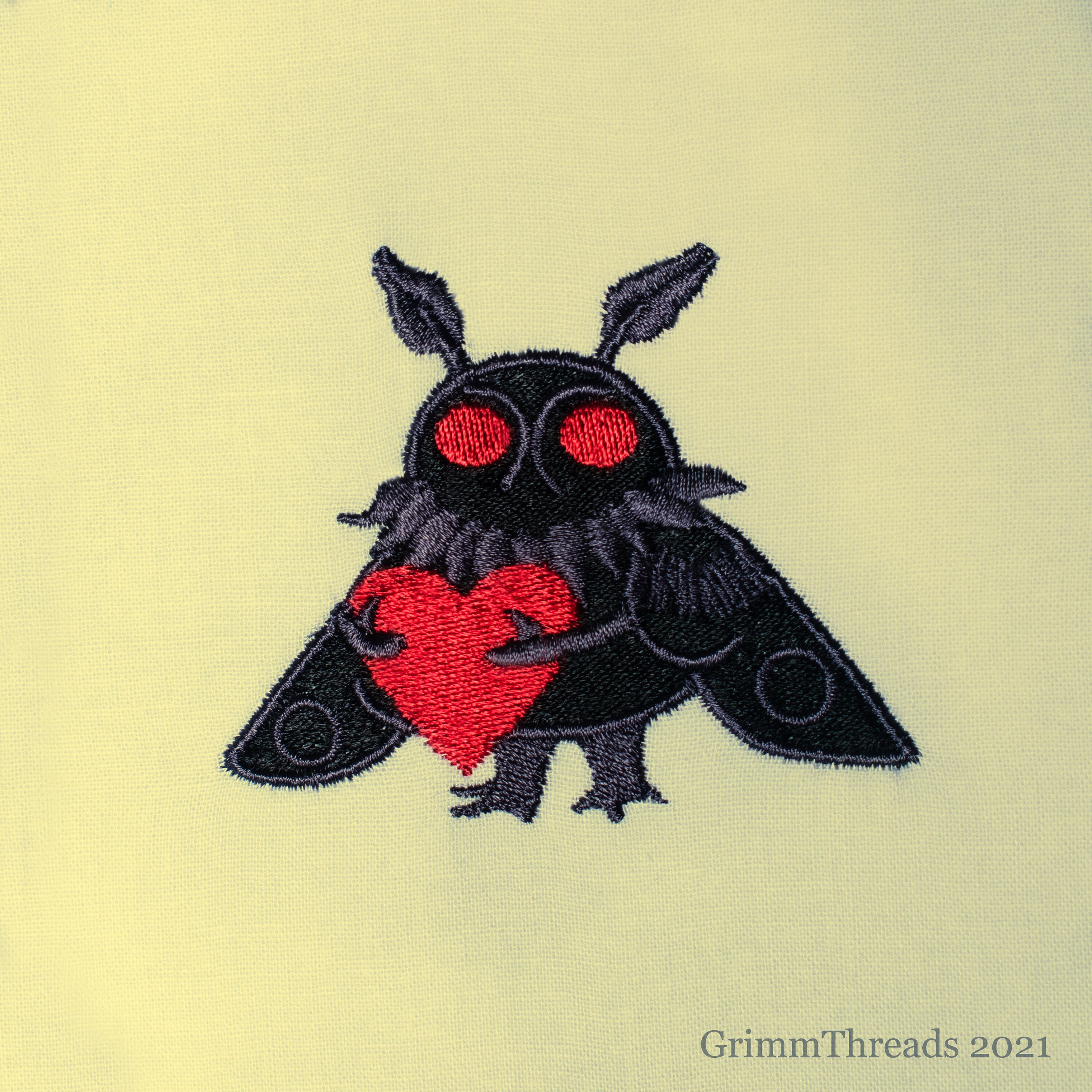 Tiny Mothman Loves You- Machine Embroidery File Design. 4 X 4 Inch Hoop ...