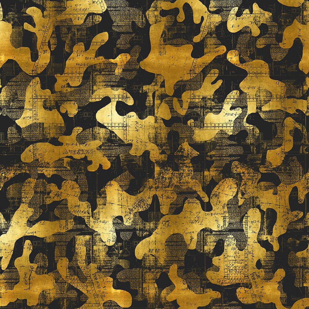 Gold Camo Blueprint Wallpaper - Urban Removable Wall Decor - Made in ...
