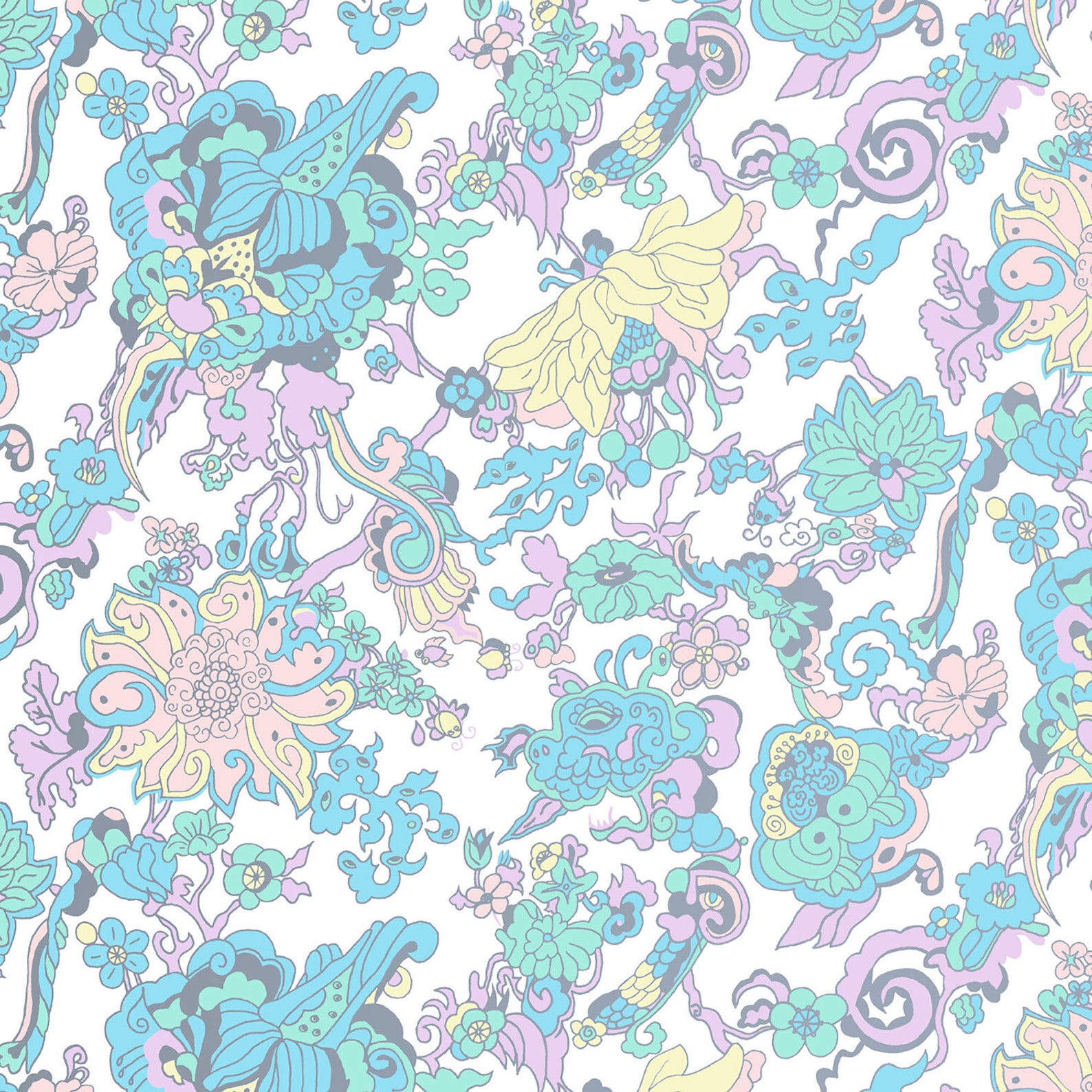 Dragon Flowers Wallpaper Golden Brownremovable Wall - Etsy