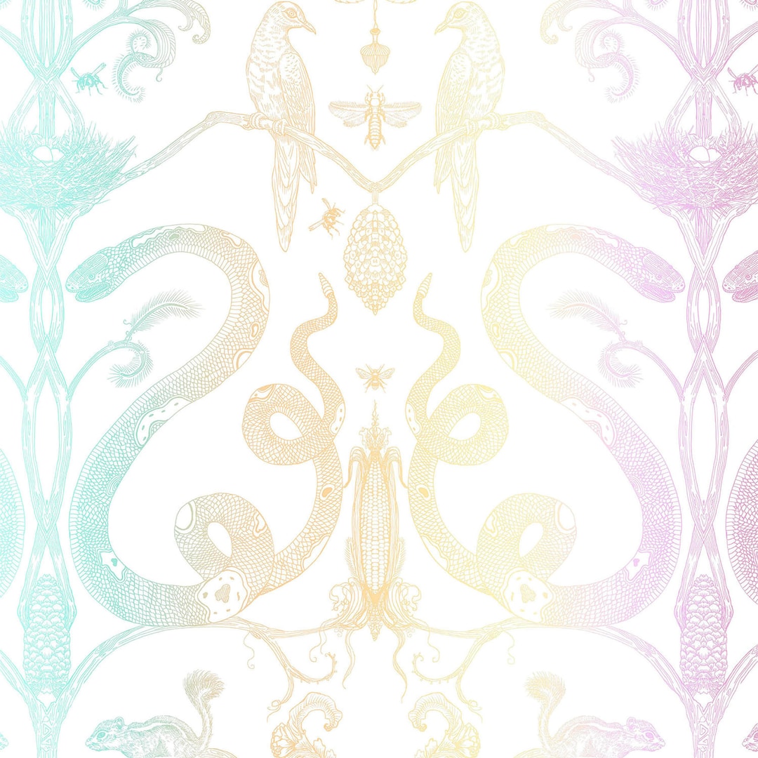 Snake Party, Wallpaper Rainbow Pastel+all Colors|removable Wall Decor ...