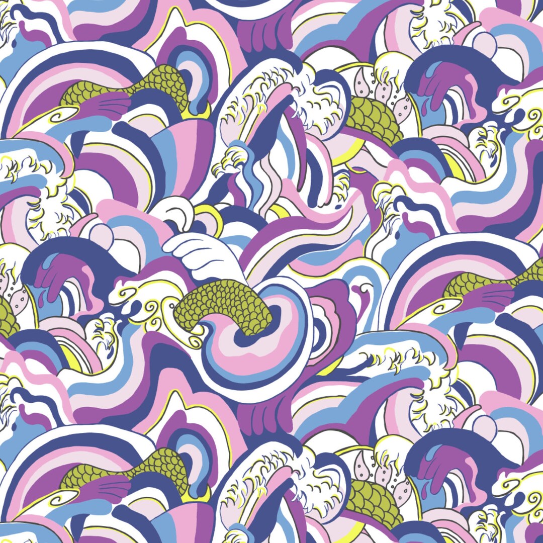 Ikuchi Japanese Sea Monster Psychedelic Wallpaper-comicbook+all Colors ...