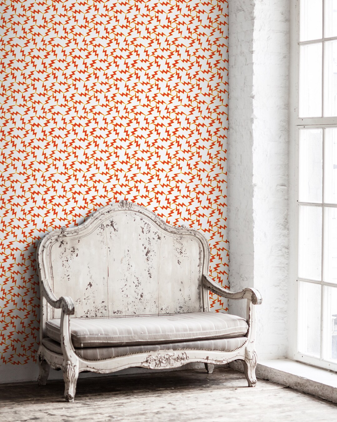 Thunderbolt Geometric Wallpaper: Removable Wall Decoration, Made in USA ...