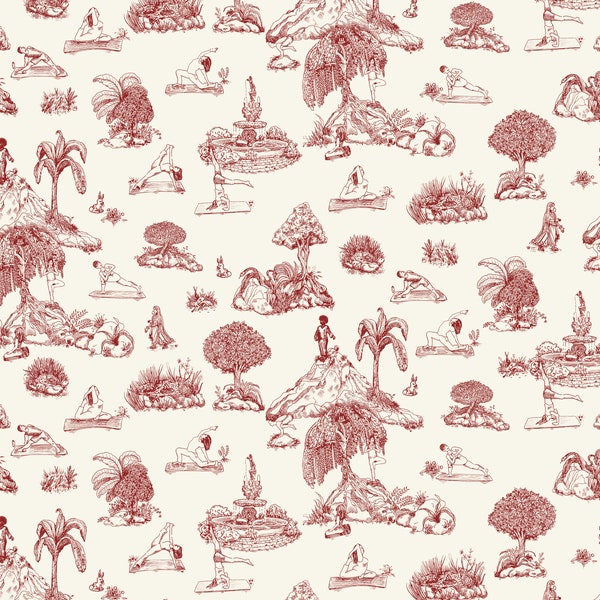 Red Toile Wallpaper - Etsy