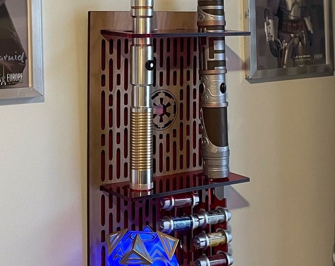 Double Acrylic/ Walnut Wood Lightsaber Stand for Lightsaber Display ...