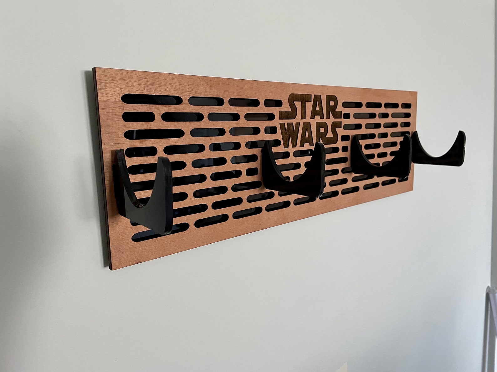 Personalized Double Bladed 4 Hook Lightsaber Stand Hilt and Blade Wall ...