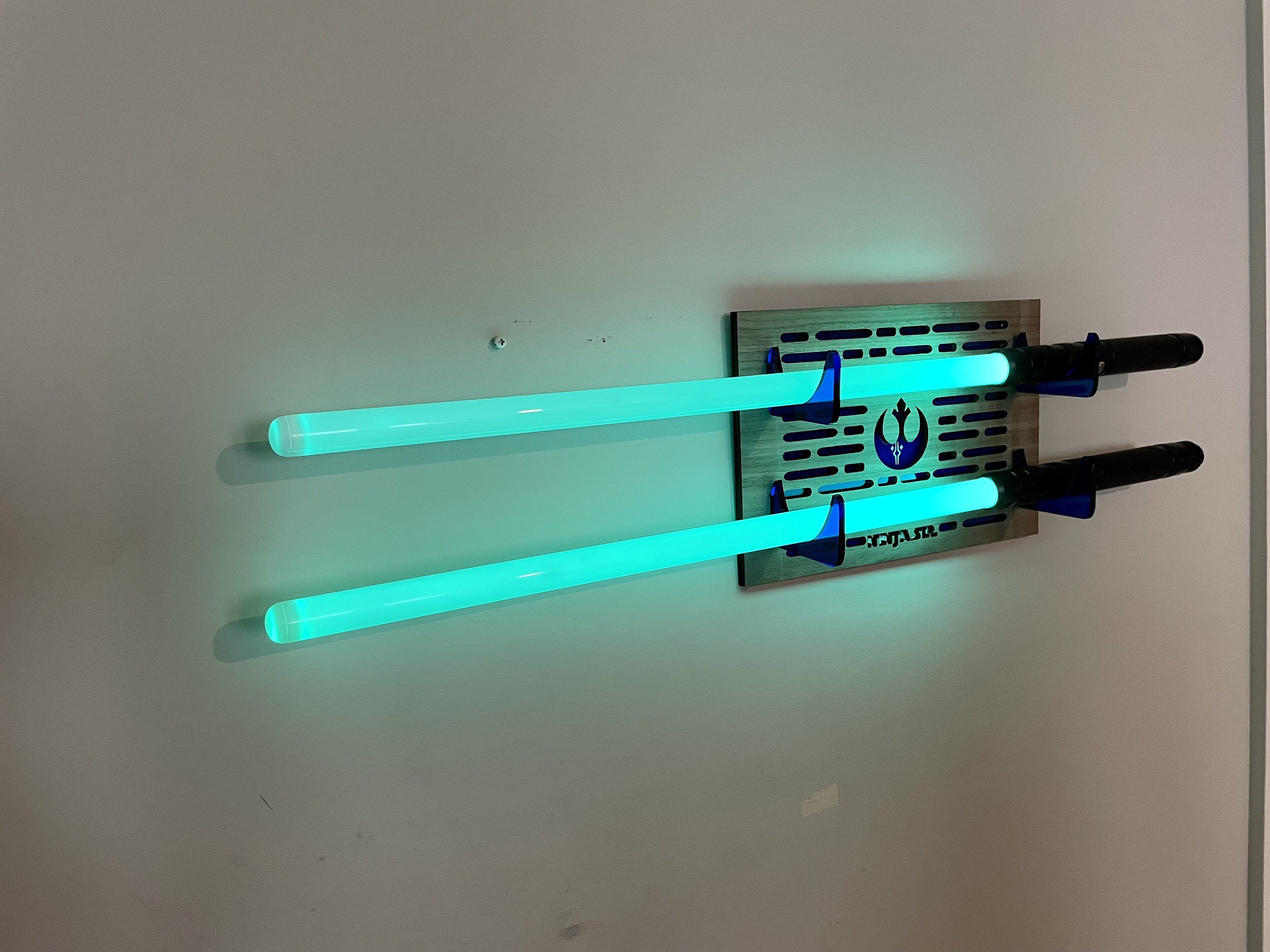 Personalized Double Lightsaber Horizontal Mount Wood With Acrylic ...
