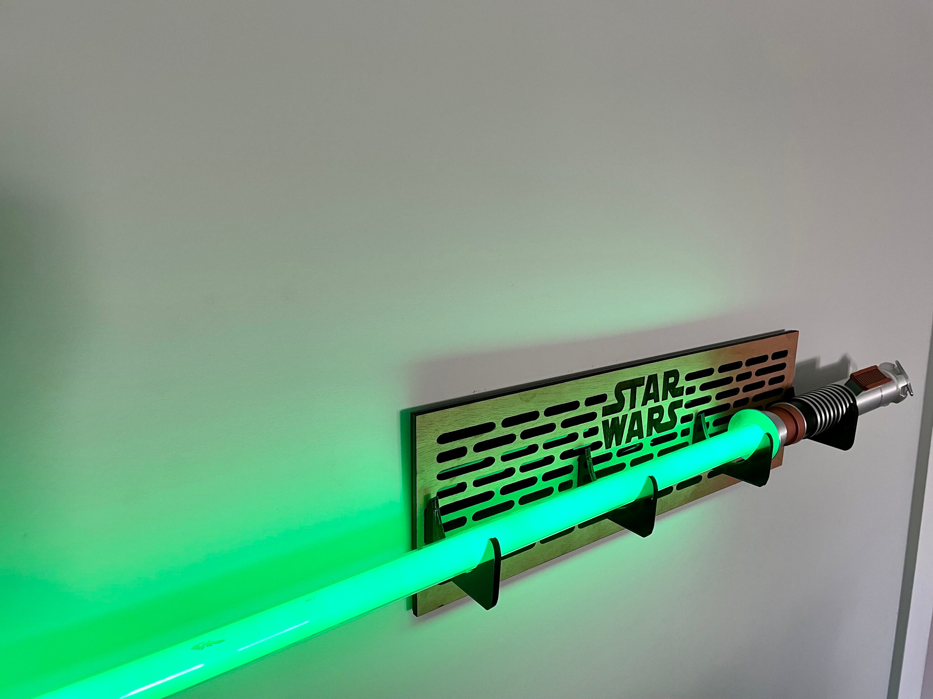 Personalized Double Bladed 4 Hook Lightsaber Stand Hilt and Blade Wall ...