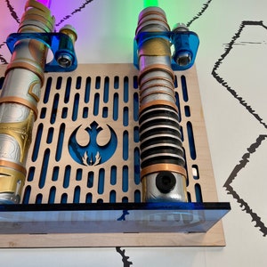 Triple Acrylic/ Wood and Acrylic Lightsaber Stand for Lightsaber ...