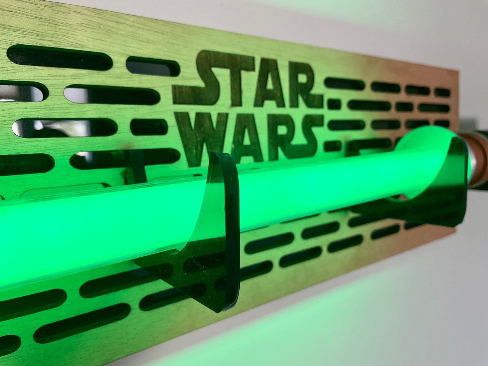 Personalized Double Bladed 4 Hook Lightsaber Stand Hilt and Blade Wall ...
