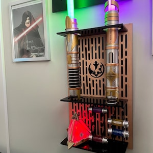 Double Acrylic/ Cherry Wood Lightsaber Stand for Lightsaber Display ...