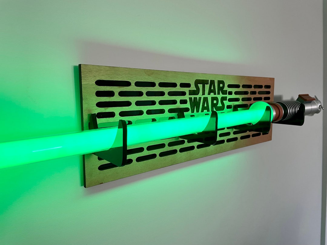 Personalized Double Bladed 4 Hook Lightsaber Stand Hilt and Blade Wall ...