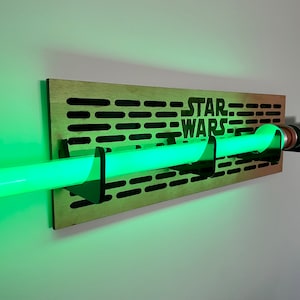 Personalized Double Bladed 4 Hook Lightsaber Stand Hilt and Blade Wall ...