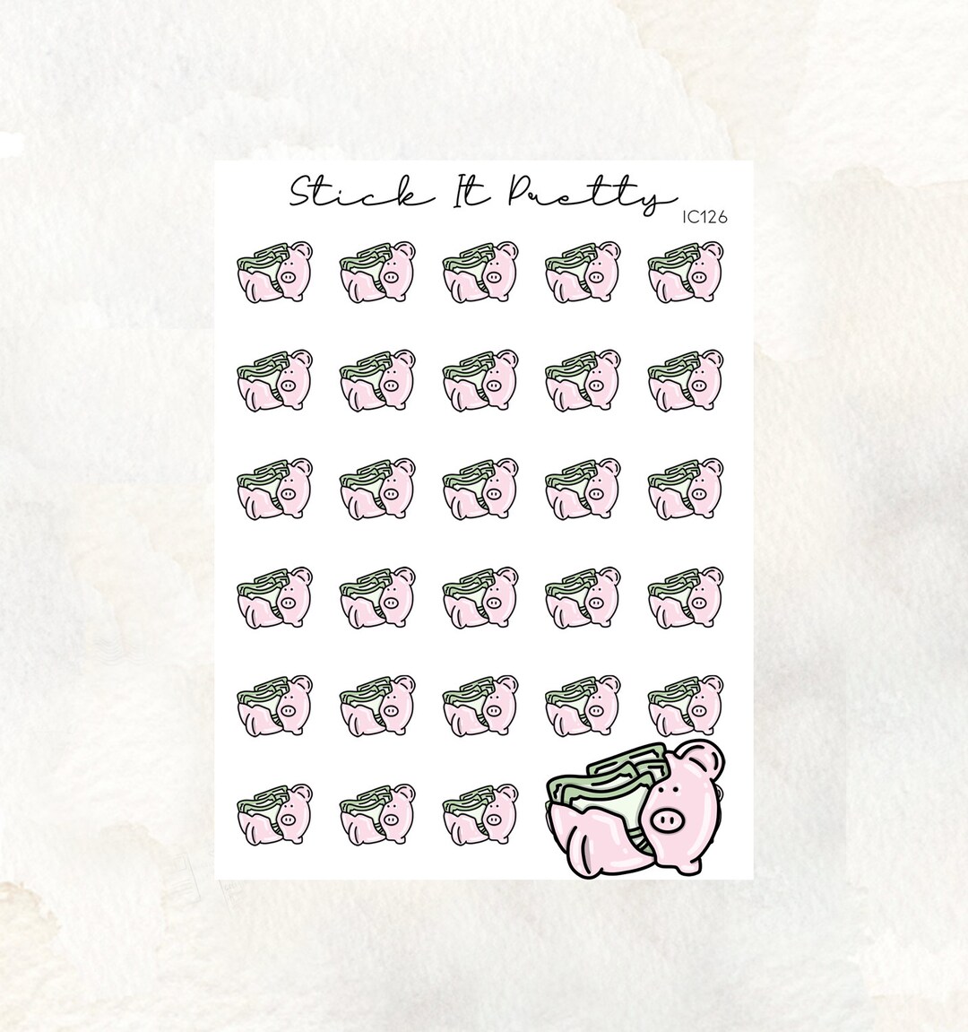 Smashed Piggy Bank/broken No Spend Doodle Icon Planner Stickers - Etsy