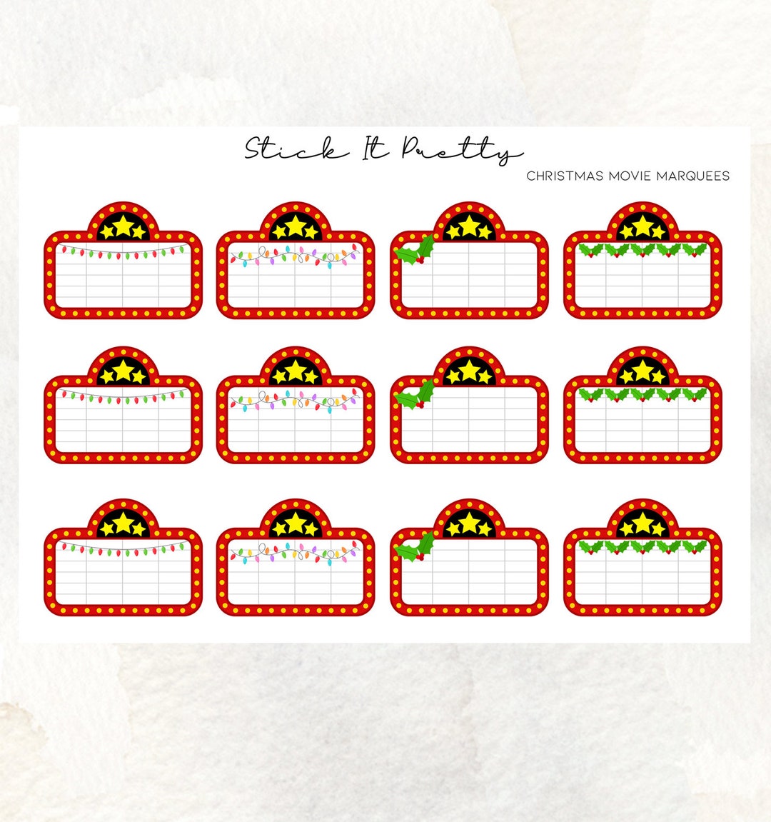Christmas Movie Marquee Planner Stickers - Etsy