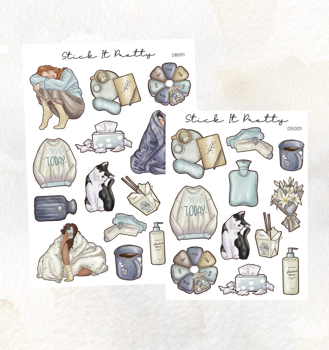 Sad Girl Decorative Planner Stickers - Etsy