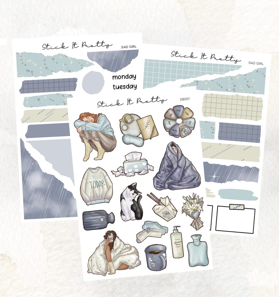 Sad Girl Journaling Planner Sticker Kit - Etsy
