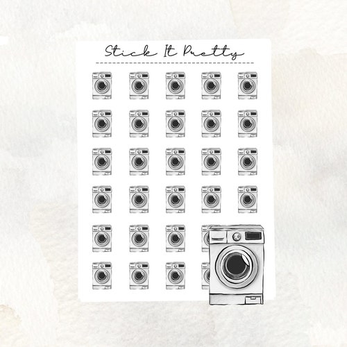 Laundry Planner Stickers Clear Washing Machine Icon Journal - Etsy