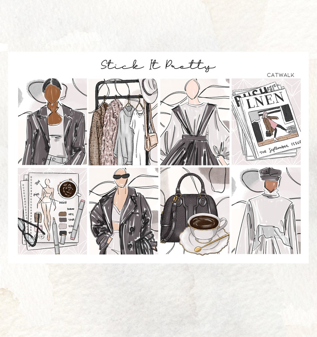 Catwalk Mini Weekly Planner Sticker Kit - Etsy