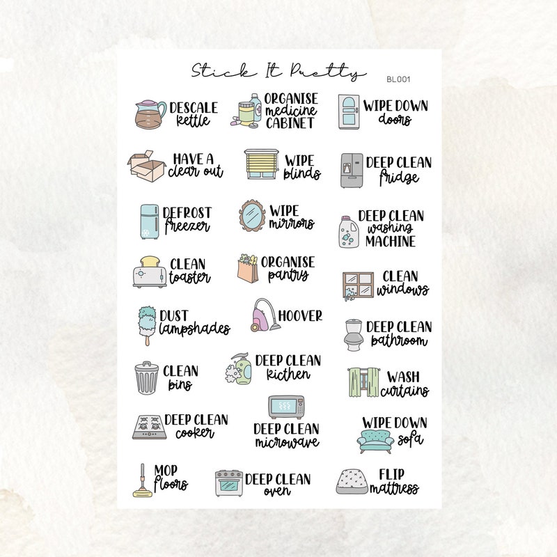 Cleaning Planner Stickers - Etsy