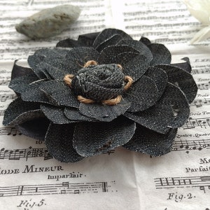 Shabby Shic Denim Flower Pin Rustic Denim Boho Dress Flower - Etsy