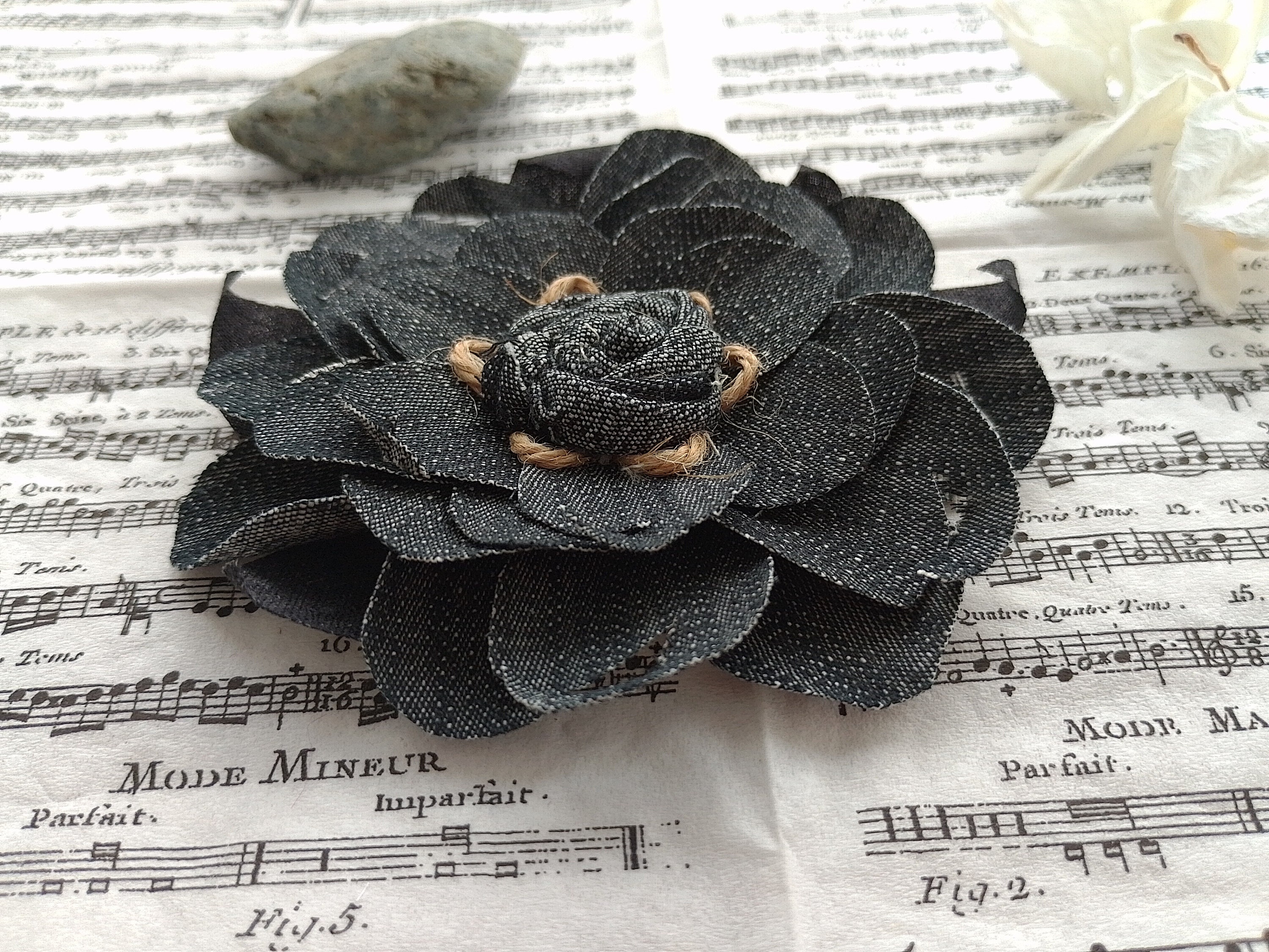 Shabby Shic Denim Flower Pin Rustic Denim Boho Dress Flower - Etsy