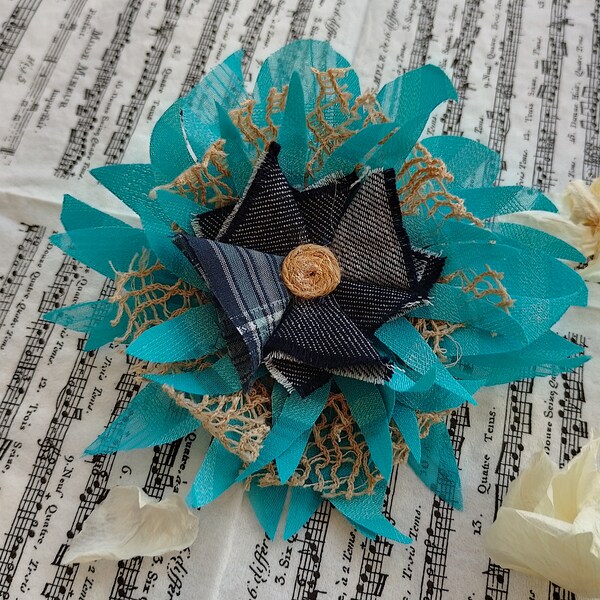 Teal Flower Brooch - Etsy