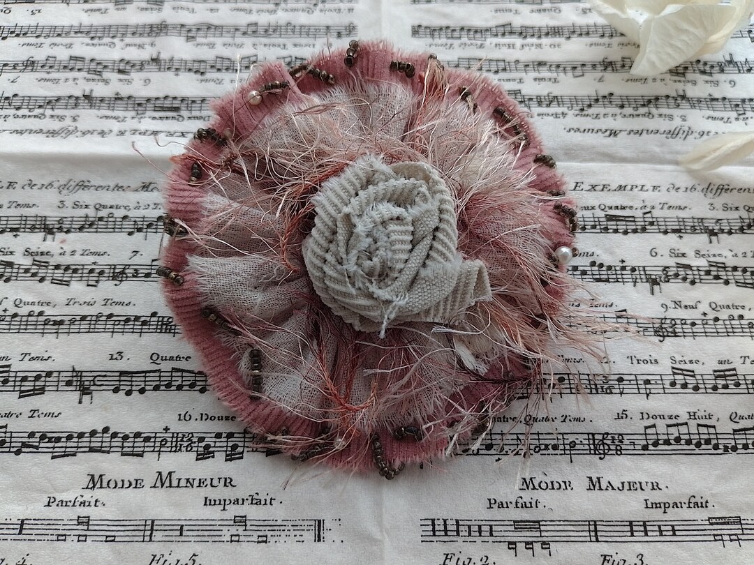 Pink Rose Boho Jeans Flower Brooch Shabby Shic Denim Flower Rustic Rose ...